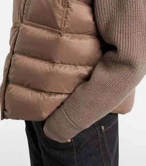 Brunello Cucinelli Wool, Cashmere, And Silk Down Jacket - Beige