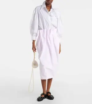 Simone Rocha Pleated Cotton Pencil Skirt