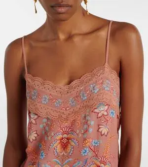Farm Rio Lace-trimmed Floral Camisole