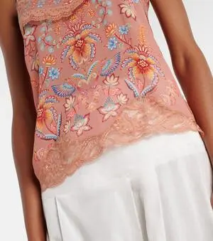 Farm Rio Lace-trimmed Floral Camisole