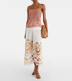 Farm Rio Lace-trimmed Floral Camisole