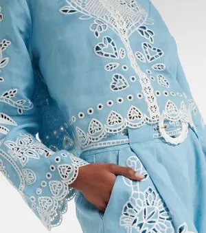 Farm Rio Embroidered Linen Top