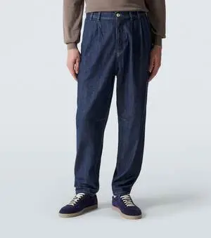 Brunello Cucinelli Pleated Tapered Jeans - Blue