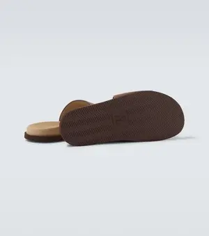 Brunello Cucinelli Suede Open Toe Slides