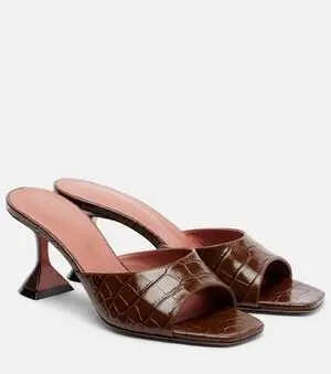 Amina Muaddi Lupita Croc-effect Leather Mules