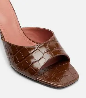 Amina Muaddi Lupita Croc-effect Leather Mules