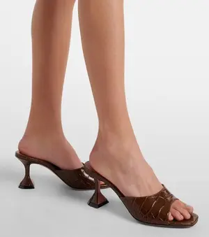 Amina Muaddi Lupita Croc-effect Leather Mules