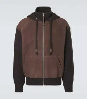 Loewe Paneled Suede Zip-up Hoodie