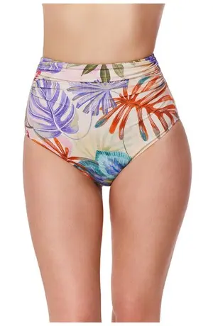 GOTTEX Cherry Blossom Shirred High Waist Bikini Bottom - Blossom-multi