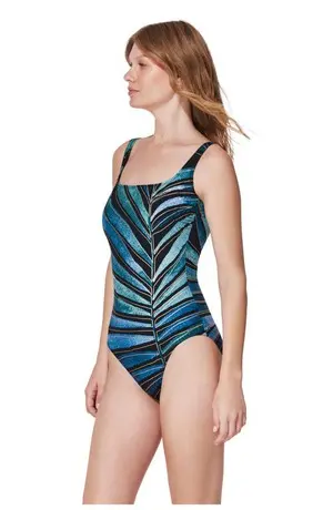 GOTTEX Willow Square Neck One Piece - Black-blue