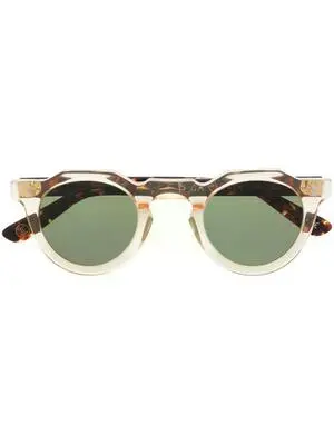 LESCA Round-frame Tinted Sunglasses - Brown