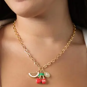 Juicy Couture Cherry & Watermelon Charm Necklace