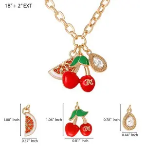 Juicy Couture Cherry & Watermelon Charm Necklace
