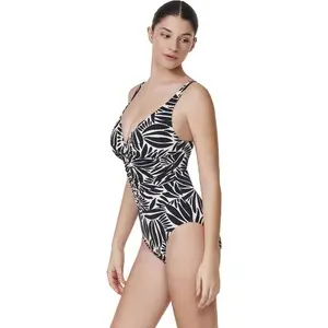 GOTTEX Deep V-neck One Piece - Black-white