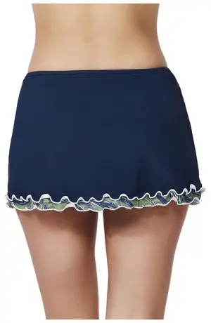 GOTTEX Palmita Side Slit Skirt Swim Bottom - Navy