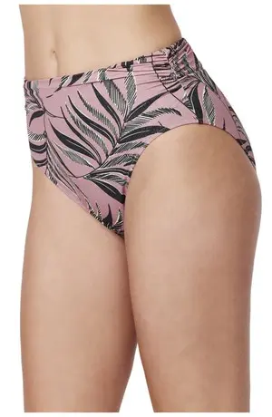 GOTTEX La Palm High-waist Shirred Swim Bottom - Dusk-pink