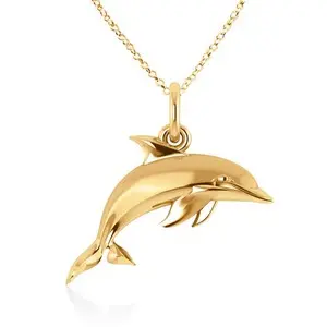 ALLUREZ Dolphin Pendant Necklace In 14k - Yellow Gold