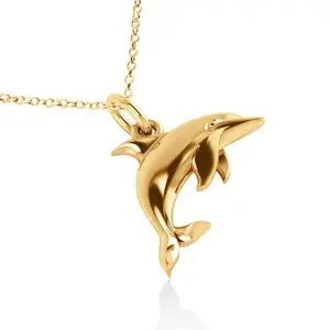 ALLUREZ Dolphin Pendant Necklace In 14k - Yellow Gold