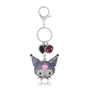 HELLO KITTY Kuromi Crystal Pavé Bag Charm Keychain - Crystal Clear