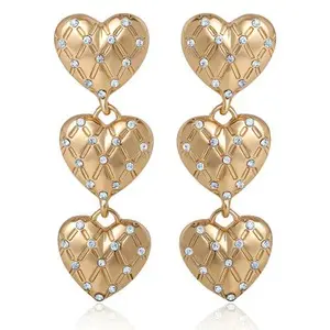 Juicy Couture Triple Heart Drop Earrings - Gold Tone
