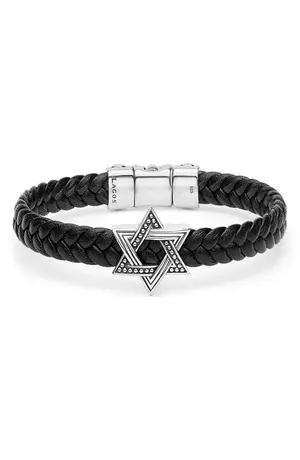 Lagos Anthem Star Of David Leather Bracelet - Silver