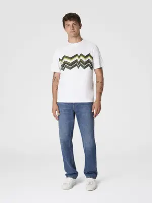 UM Crew-neck Cotton T-shirt With Irregular Zigzag Print