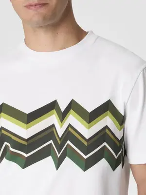UM Crew-neck Cotton T-shirt With Irregular Zigzag Print