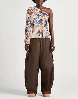 Farm Rio Floral-print One-shoulder Top - Blue