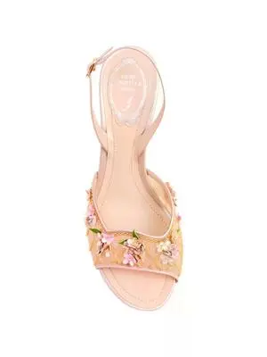 Rene Caovilla Floral-embellished Slingback Sandals