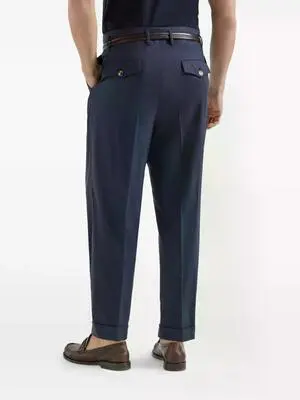 Brunello Cucinelli Virgin Wool Chevron Trousers - Blue