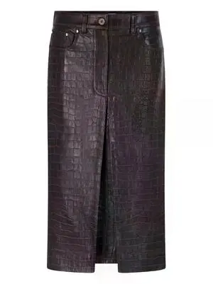 Rabanne Crocodile-effect Leather Midi Skirt