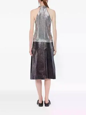 Rabanne Crocodile-effect Leather Midi Skirt