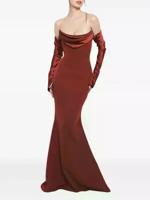 RHEA COSTA Raven Off-shoulder Maxi Dress