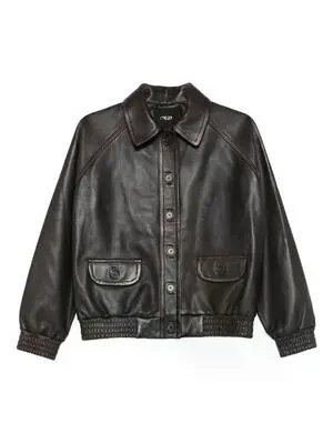 Maje Lambskin Leather Buttoned Jacket