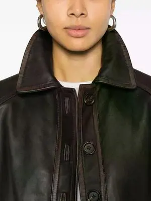 Maje Lambskin Leather Buttoned Jacket