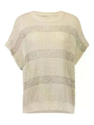 Brunello Cucinelli Stripe-pattern Crew-neck Top - Neutrals