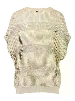 Brunello Cucinelli Stripe-pattern Crew-neck Top - Neutrals