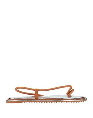 Farm Rio Toe Strap Leather Thong Sandals - Brown