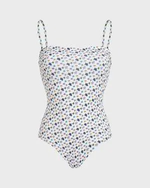 Vilebrequin Bustier Printed One-piece Swimsuit - White