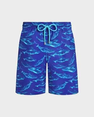 Blue Green Marmo Print Swim Shorts