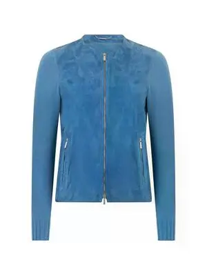 MOORER Erica Panelled Zip-up Cardigan - Blue
