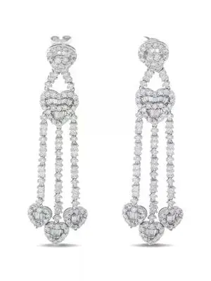 LB EXCLUSIVE 18k White Gold 3.60 Ct. Diamond Heart Drop Earrings - Silver