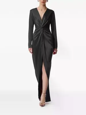 FRAMBOISE V-neck Long Sleeve Split Dress