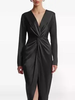 FRAMBOISE V-neck Long Sleeve Split Dress