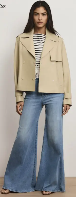 Veronica Beard Heathcliff Cropped Leather Trench Coat Khaki