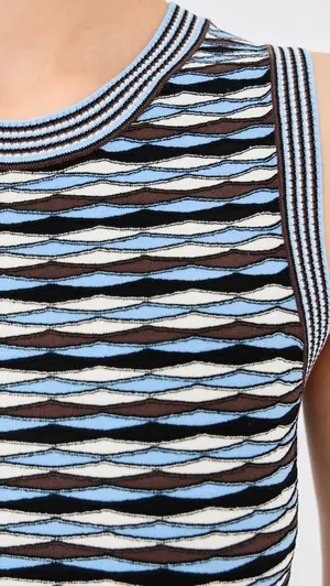 Veronica Beard Jerrel Cropped Knit Tank - Blue Jay Multi