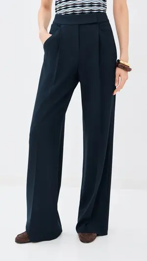 Veronica Beard Marbeau Wide Leg Pants - Navy