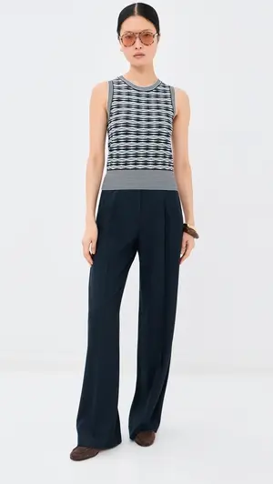 Veronica Beard Marbeau Wide Leg Pants - Navy