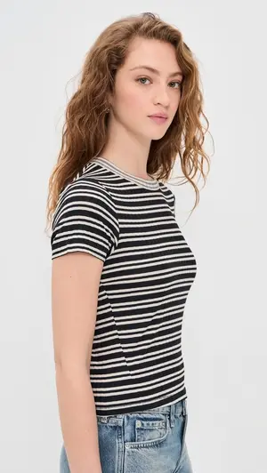 Rag & Bone Luca Stripe Contrast Tee - Ivblkm