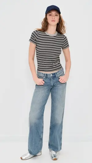 Rag & Bone Luca Stripe Contrast Tee - Ivblkm